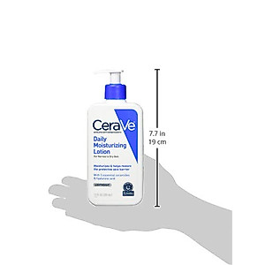 CeraVe Daily moisturizing lotion | 12 ounce | face & body lotion for dry skin with hyaluronic acid | fragrance free, 12 Fl Oz