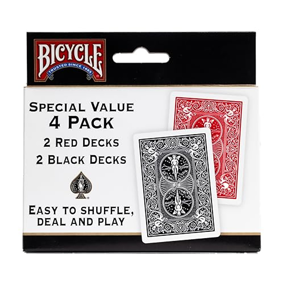 Bicycle Standard Index (Black/Red), Pack of 4