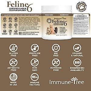 Immune-Tree Colostrum Probiotic Powder for Cats | Supplement for Cat Allergy, Immune Support, Skin and Coat & Itching Relief | Colostrum Powder for Cats Immunity System | Made in USA | 1.55oz