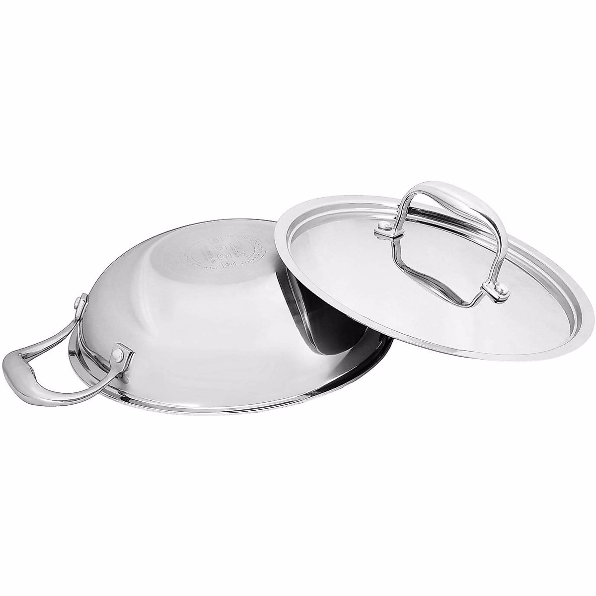 Vinod Cookware Food Grade 3.7 Litre Induction Friendly Platinum (TRI PLY) 18/8 Stainless Steel Kadai with Stainless Steel Lid (28cm, 3.7 Litre)