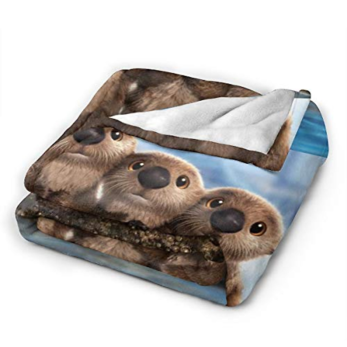 AUISS Plush Throw Velvet Blanket Cute Sea Otters Thick Fleece Carpet Chair Bedspreads for Women Luxurious Sleep Mat Pad Flannel Cover for All Season…