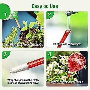 Pirhom Large Plant Watering Globes-Set of 4 | Durable Glass Automatic Waterer for Indoor Outdoor Plants | Up to 2 Weeks Hands Free | Ideal for Vacation Watering & Garden Decoration | 12"x3.5"