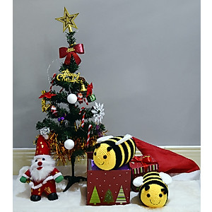 BABOLI Handmade Emotional Support Bee Stuffed Animal Crochet Fuzzy Bumblebee with Smile Face and White Wings Knit Soft Yarn Plush Bee Toy Pretty Sweet Gifts for Kids or Stuff Collection 6 Inch