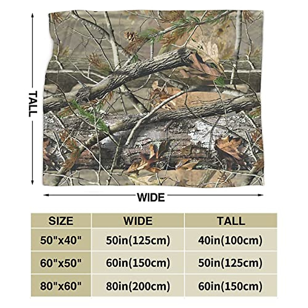 Throw Blankets Camo Super Soft Cozy Warm Plush Fluffy Blanket Lightweight Fuzzy Fleece Flannel for Couch Bed Sofa for Kids Adults Size 50"x60"