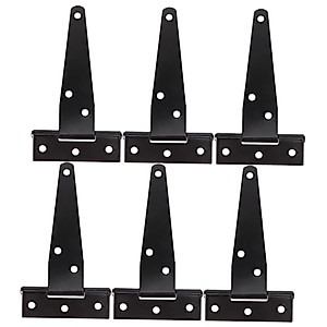 Generic 6pcs 4 Steel Door Hinges T Strap Hinges Black Door Hinges Heavy Duty Shed Hinges Heavy Duty Tee Hinge Square Barn Hinges Garden Shed Hinges T Hinge Shed Flat Spring Iron Hardware