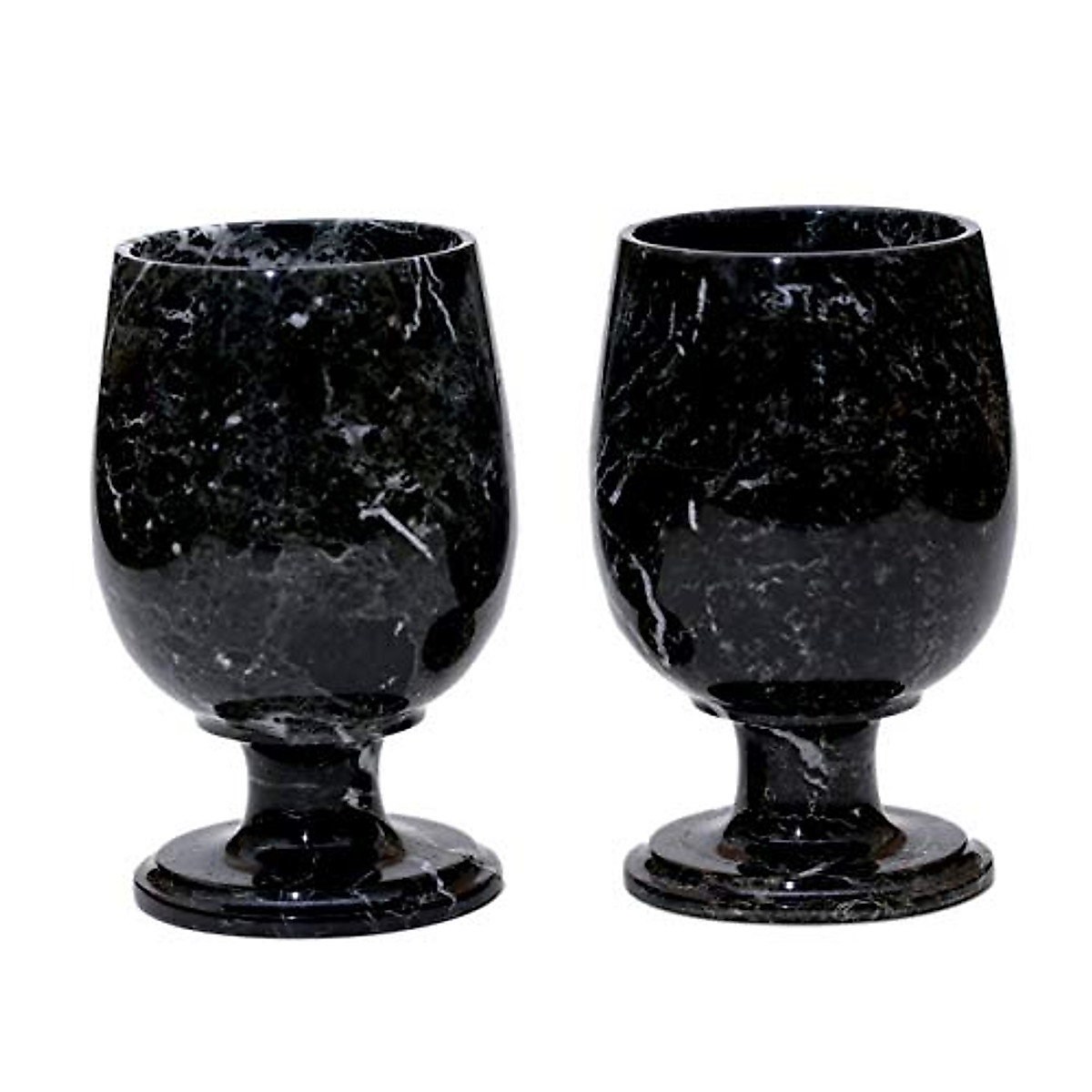 Radicaln Marble Wine Glasses Set of 2 Black 5.5 x 3.5 Inches 8.4 oz Handmade Wine Glass Set - Marble Stone Champagne Glasses - Suitable for Small Gathering & Home Décor