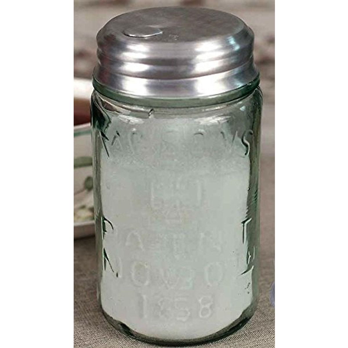 SIMPLY HOMEADE Mason Jar Sugar/Salt/Spice Dispenser Lid Kitchen Supplies, 2 3/4" diameter 1 1/4" tall, Silver