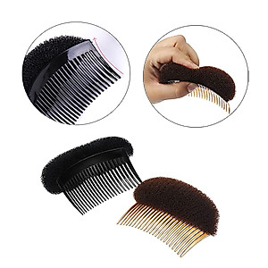 2PCS Women Lady Girls Soft Sponge Foam Hair Base Inserts Bump Up Hair Pads Stick Bun Maker Hair Styling Clip Hair Comb Braid Tool Hair Styling Accessories Brown