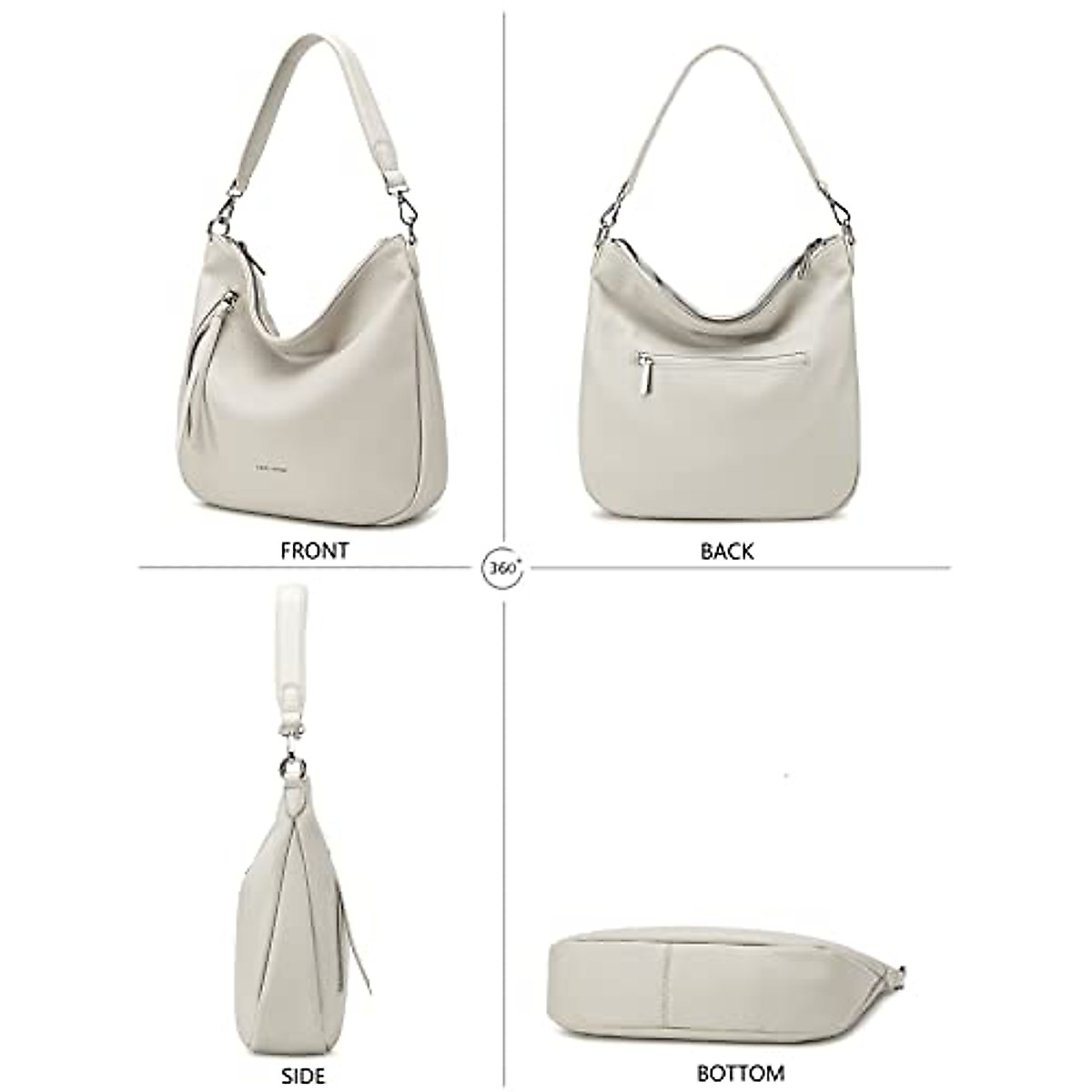 Hobo Bag Purses for Women Large Designer Top Handle Shoulder Handbags Ladies Large Tote Bucket Concealed Carry Purse Satchel Crossbody with Zipper for Women