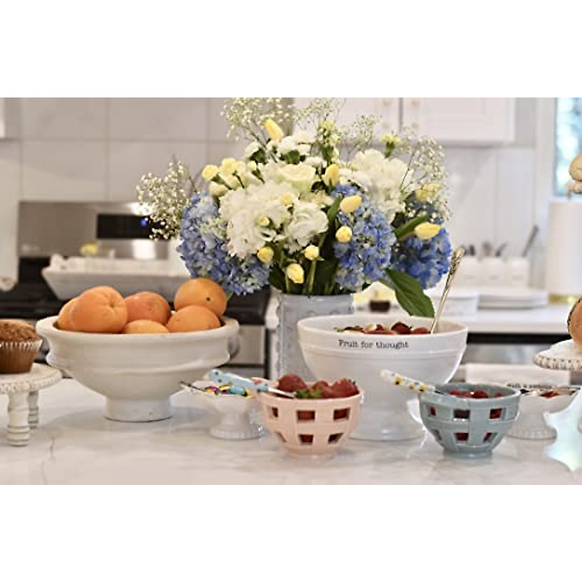 Mud Pie Paper Mache Pedestal Bowl, Pedestal, 6" x 12" dia White