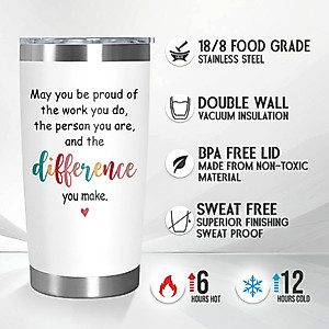OASSIE Appreciation Gifts for Coworkers - 20 oz Stainless Steel Insulated Coffee Tumbler With Lid - Mothers Day Birthday Inspirational Thank You Gifts for Women Boss Lady Friends Employee Teachers