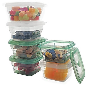 KVK Silicone Collapsible Food Storage Containers with Silicone Airtight Lids BPA Free - Stacking Small Storage Containers for Snacks Fruits Microwave Freezer Safe - 14oz 6pcs Clear&Pastel Green