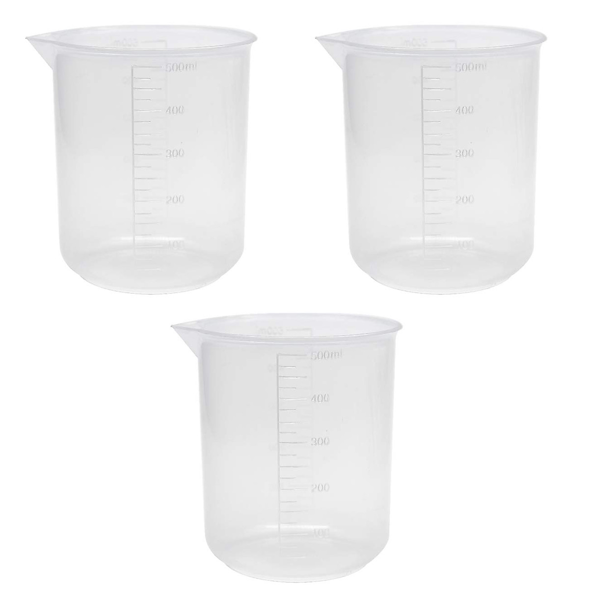 Sscon 3Pcs 500ml Lab Graduated Beakers Transparent Plastic Measuring Cups for Laboratory Kitchen