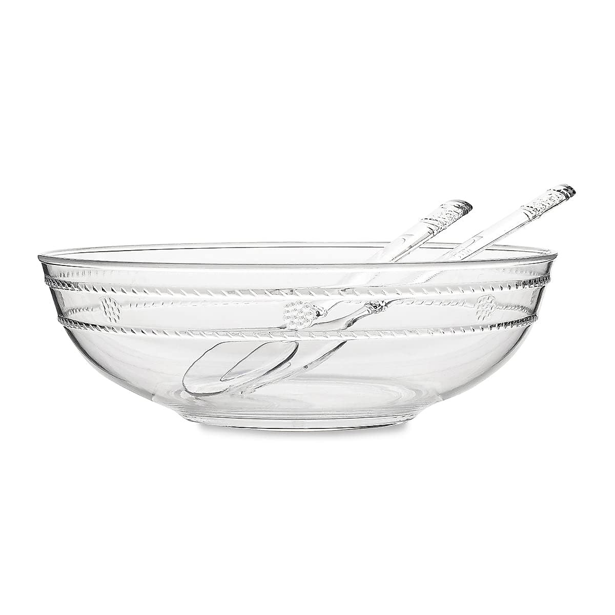 Juliska Isabella Acrylic Salad Servers, Acrylic Glass - Unbreakable, Clear Acrylic, Embossed Salad Serving Utensils