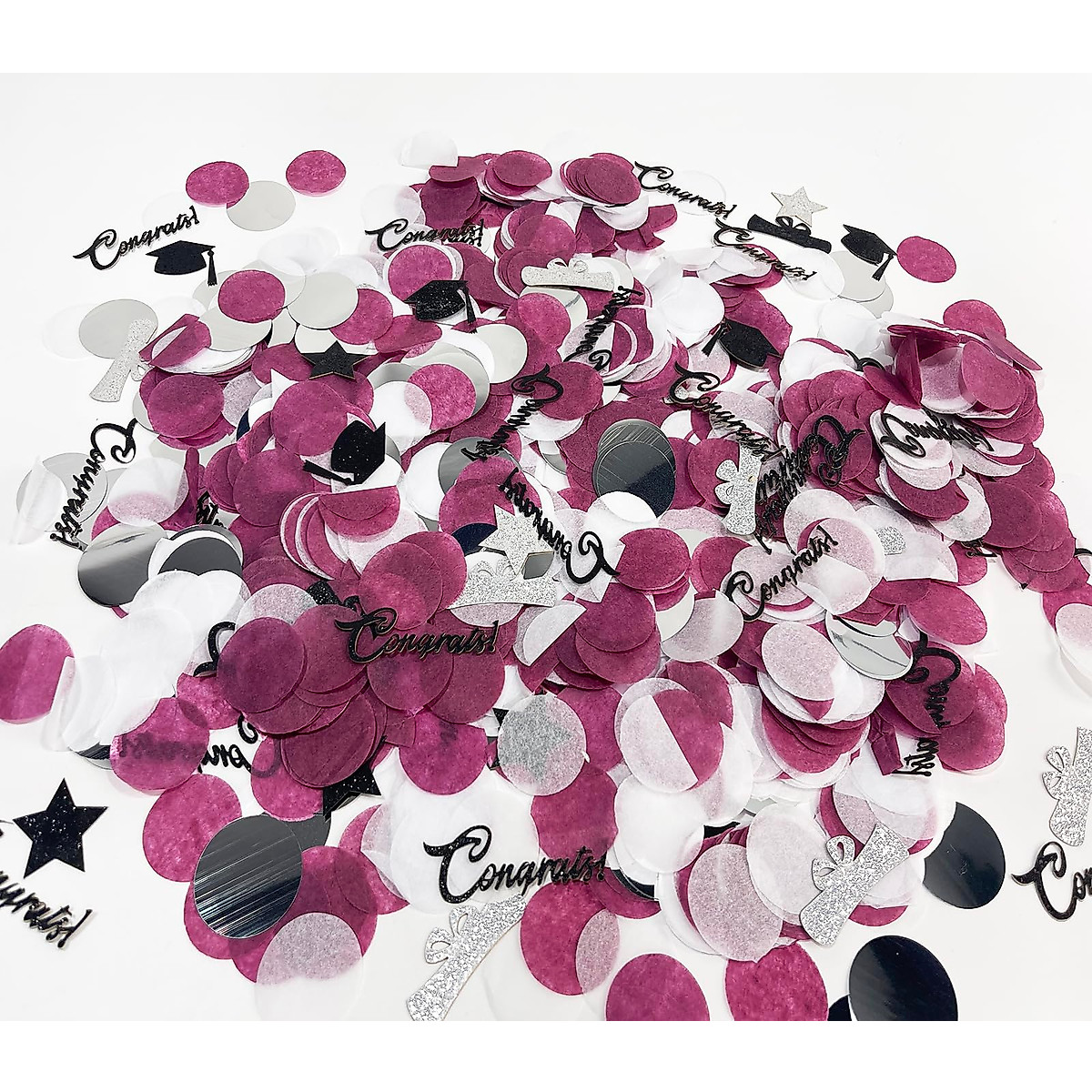 Graduation Decorations Maroon Siver/Burgundy Silver Table Decorations/Burgundy Silver Graduation Confetti/Maroon Graduation Party Table Decorations