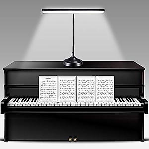 NovoLido LED Piano Desk Lamp, 2-in-1 Bright Flexible Tall Table Lamp with Base & Clamp Interchangeable, 10W Architect Desk Lights for Home Office, 1000lm, 3 Color Modes, 30 Brightness Levels, Black