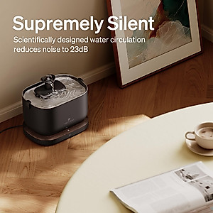 PETLIBRO App Monitoring Cat Water Fountain, 2.5L/84oz Dockstream Pet Water Fountains for Cats Indoor, Automatic Cat Water Dispenser for Drinking with 2.4G Wi-Fi, Smart Fountain, Stainless Steel Tray