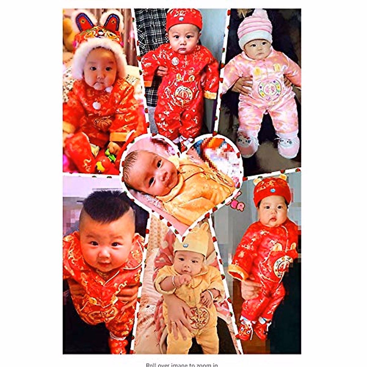 FANCYKIDS Baby Infant Newborn Boys Girls Chinese Years Lunar Asian Tang Qipao Shirt Top Outfit Romper with Hat (REDDRAGON, 0 to 2 Months)