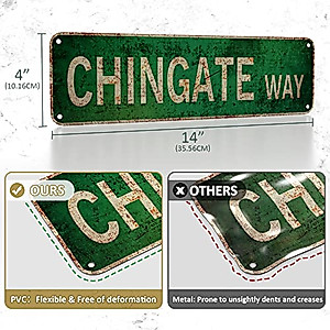 Pinche Way Street Sign 4 PCS Duplex Printed Retro Lowrider/Chingate/Memamela/Pinche Way Signs for Bedroom Men Room Decor, Flexible & Waterproof Funny Mexican Signs Lowrider Wall Art, 4x14 Inches