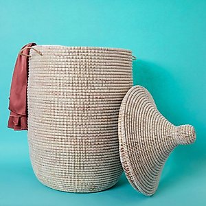 Senegalo Extra Large Storage Basket White Hooded Lid