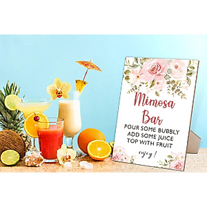 Mimosa Bar Boho Floral Bridal Shower,Wooden Sign With Stand,Bridal Shower Decoration,Bridal Shower Welcome Sign,Bar Decoration,Party Supplies,Bridal Shower Centerpieces,Wedding Shower Favors-20