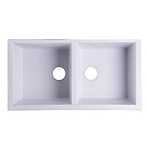 ALFI brand AB3420UM-BLA Undercount Double Bowl Granite Composite Kitchen Sink, 34", Black