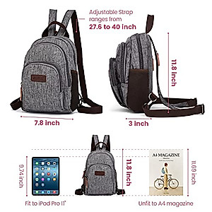 Sling Bag, PACKISM Adjustable Straps Sling Backpack, Multiple Compartment Pockets Crossbody Bags for Women, Multi-purpose Backpack Purse, Grey