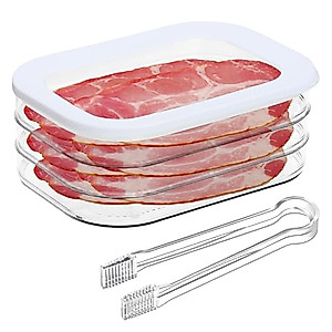 TOWEBOORY 3 Pcs Deli Meat Container for Fridge,Stackable Bacon Lunch Meat Container for Refrigerator,Food Storage Boxes with Lid for Cold Cuts, Salami,for Fridge Airtight Deli Holder