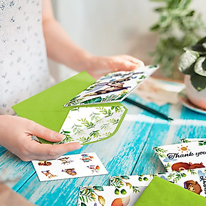 Paper Master Woodland Thank You Cards 30 Pack bulk Thank You Cards for Kids 4” × 6” Forest Animal Thank You Cards with Envelopes & Stickers for Kids Birthday Party, Baby Shower, Christmas and more