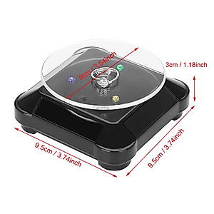 Solar Showcase 360 Degrees Display Stand, Rotating Turntable with LED Light for Watch Phone Jewelry Display Stand(Black)