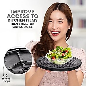 Lazy Susan Turntable Organizer, Non Skid Large Lazy Susan Turntable for Cabinet, Computer or Laptop, Plastic Turn Table, Black 10 in, 1 PC - by RamPro