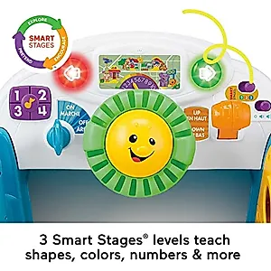 Fisher-Price Laugh & Learn Baby Activity Center, Crawl Around Car, Interactive Playset with Smart Stages for Infants & Toddlers, Blue (Amazon Exclusive)