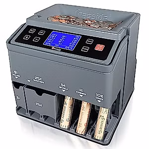 Cassida C300 Professional USD Coin Counter, Sorter and Wrapper/Roller, 300 coins/min, with Quickload and Printing-Compatible,Gray