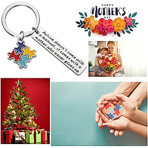 Gzrlyf Autism Mom Keychain Autism Awareness Gifts Autism doesn't Come with a Manual It Comes with a Mother who Never Gives Up (Keychain)