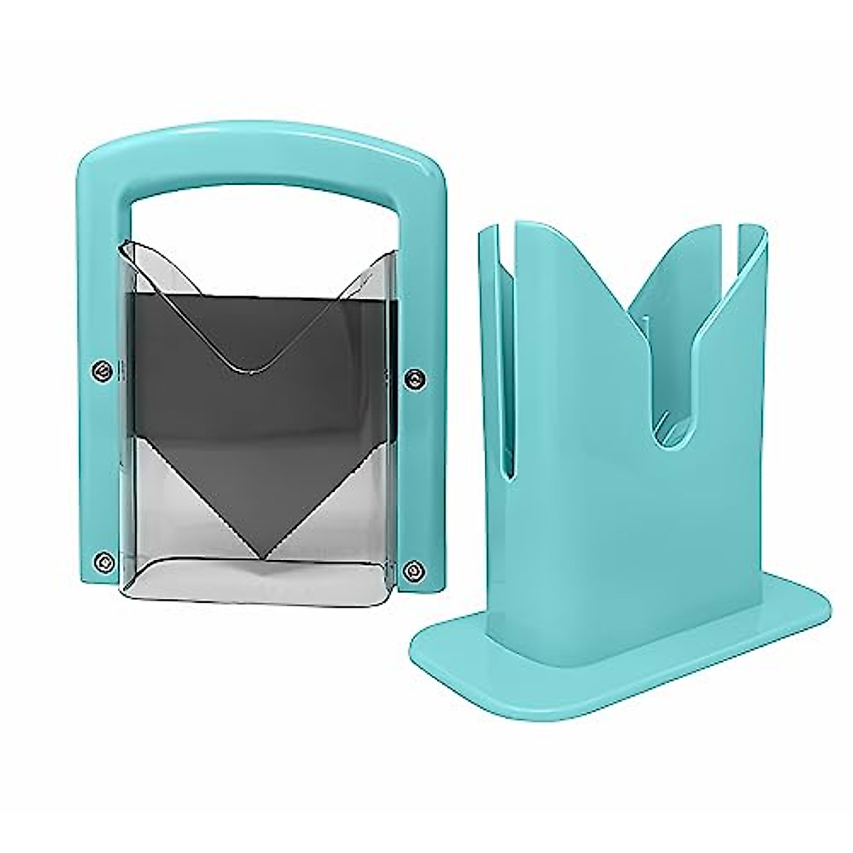 Bagel Slicer, Safety Handle, Bagel Cutter Stainless Steel (Aqua Sky)