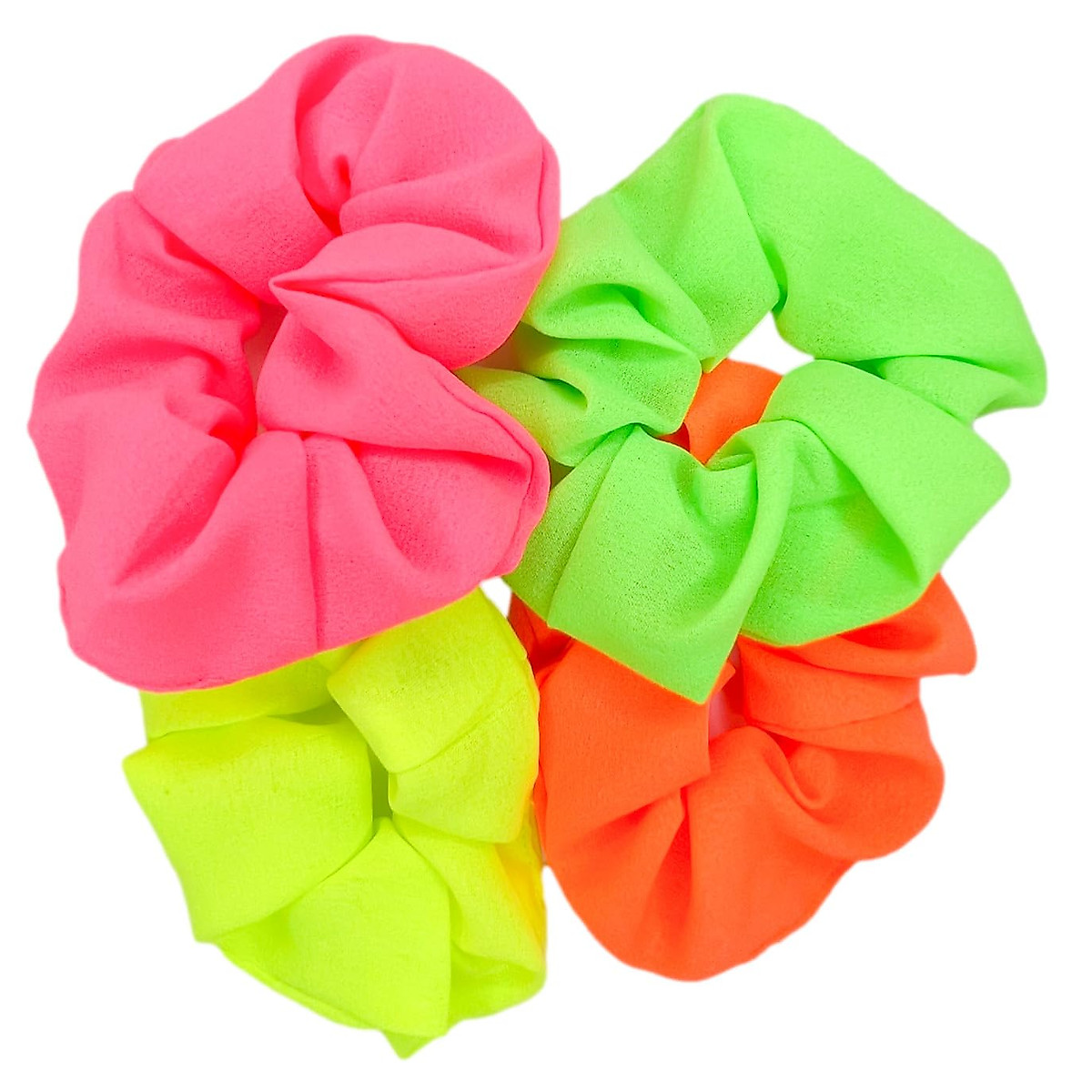 80s Neon Hair Scrunchies - Elastic Hair Bands and Ponytail Holders, Hair Accessories for 80s Party Outfits and Workout Costumes