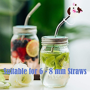 10Pcs Straw Covers Cap, Cute & Ugly Soft Silicone Straw Topper Reusable Dust-Proof Straw Tips 6-8mm for Drinking Straws Plug Straw Caps Decoration Home Kitchen Accessories 2D Style 20