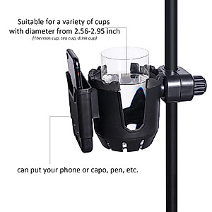 EASICOZI Microphone Stand Cup Holder with Phone Holder, Universal 2-in-1 Drink Bottle Holder for Music Mic Stand