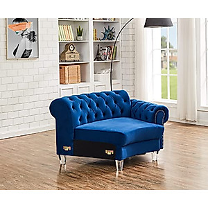 Legend Vansen Curved Modular Sofa Semi Circular Couch，Comfortable Velvet Upholstery，Living Room, Apartment, Bedroom Sectional, 138.6'', Blue