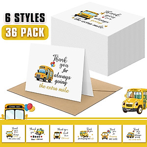 Motiskyy 36 Pack School Bus Driver Thank You Cards Back to School Bus Driver Greeting Cards School Bus Driver Appreciation Gifts Thank You for Keeping Me Safe Bus Driver for Graduation Retirement