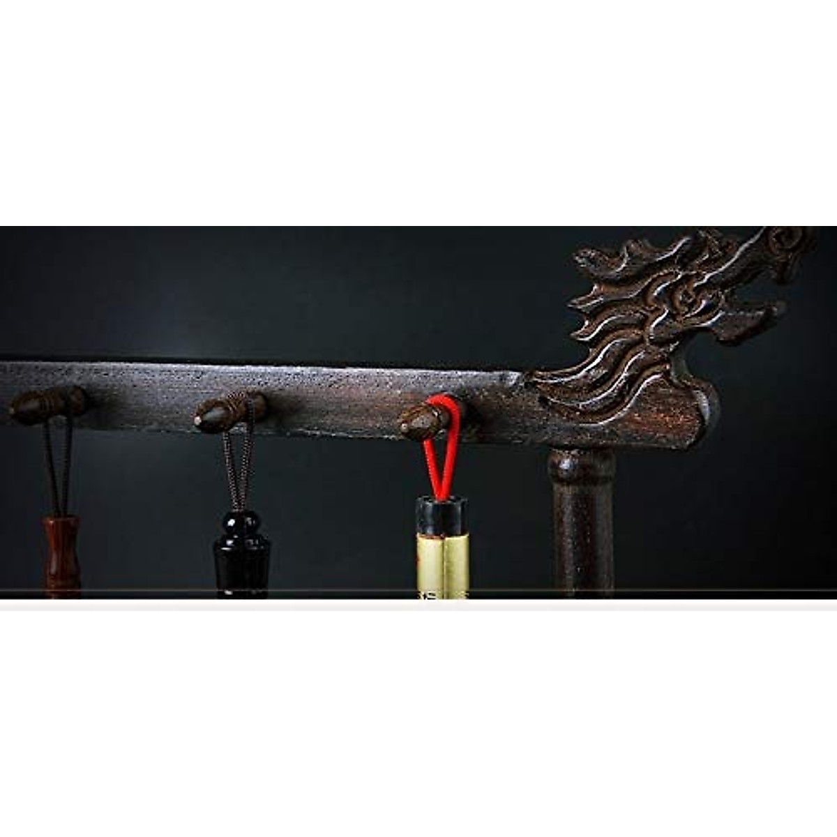 6 Pcs Brush Pen Set with Stand Holder Chinese Calligraphy Painting Art Wood Shelf Include Writing Brush