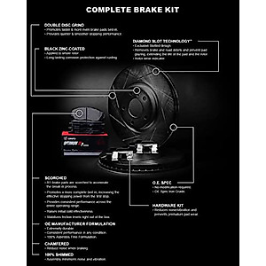 R1 Concepts Front Brakes and Rotors Kit |Front Brake Pads| Brake Rotors and Pads|Optimum OEp Brake Pads and Rotors| Hardware Kit WCUH1-11029