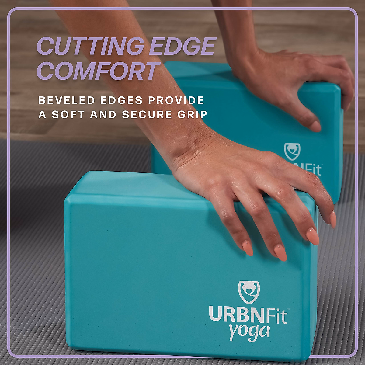 URBNFit Yoga Block - Moisture Resistant High Density EVA Foam Block - Improve Balance and Flexibility Perfect for Home or Gym - Free PDF Workout Guide (1 PC, Pink)