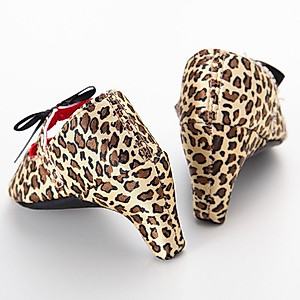 Newborn Baby Girls Shoes Bowknot Soft Sole Crib Shoes (0-6 M, Leopard)