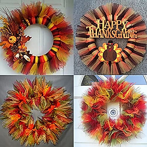 Supla 4 Colors Fall Autumn Tulle Rolls Orange Yellow Brown Tulle Fabric Ribbon Tulle Netting Rolls Spool - 6" by 25 Yards/Spool for Fall Wreath Autumn Crafts Hair Accessories Bows Party Table Skirt