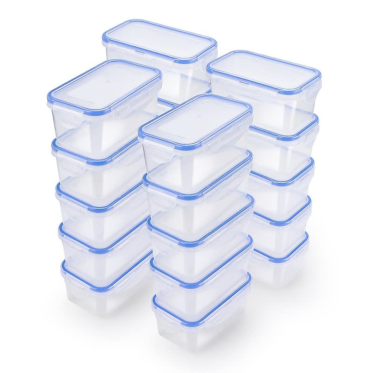 Tauno Plastic Food Storage Containers with Airtight Lids, 1.8 Cup Food Prep Containers for Kitchen and Pantry Organization, Reusable and BPA Free Lunch Boxes, Microwave/Dishwasher/Freezer Safe, 25 Pack