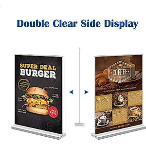 Cranviech 6 Pack 8.5 x 11 Acrylic Display Stand, Double-Sided Vertical, T-Shape Desktop, Clear Acrylic, Pedestal Base