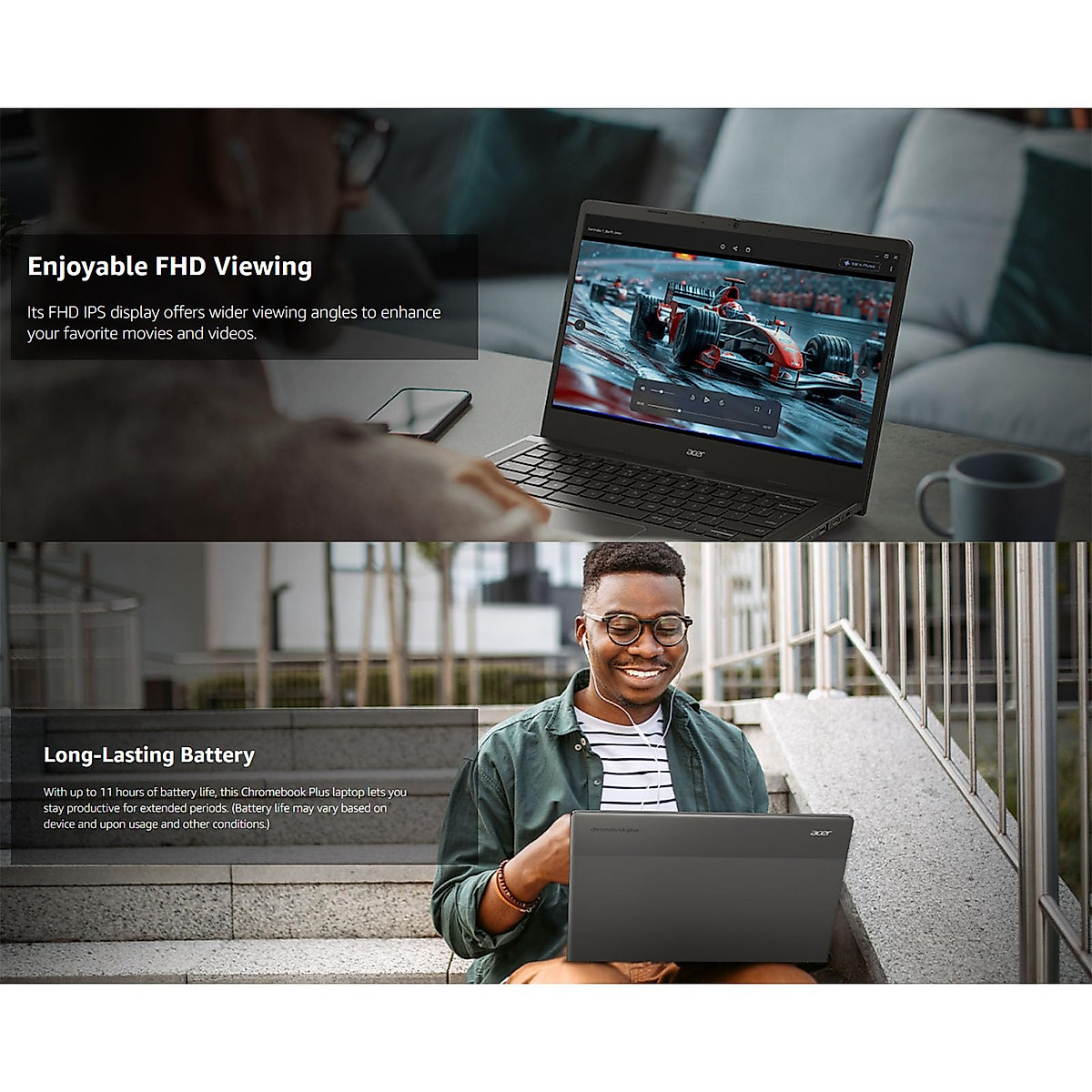 Acer Chromebook Touchscreen Laptop, Backlight Keyboard, Intel Pentium Silver N6000, 17.3inch Full HD IPS Display, USB Type-C, SD Card Reader, Wi-Fi 6, Webcam, Chrome OS, w/Cloth