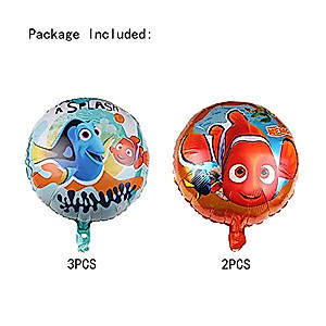 5PCS Finding Nemo Balloons for Kids Birthday Baby Shower Finding Nemo Theme Party Decorations