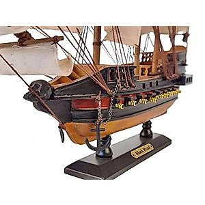 Handcrafted Nautical Decor Wooden Caribbean Pirate White Sails Limited Model Pirate Ship 15"